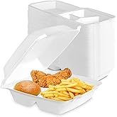 Amazon.com: Stock Your Home 9x9 Clamshell Take Out Boxes (25 Pack) Large 3-Compartment Foam Food ...