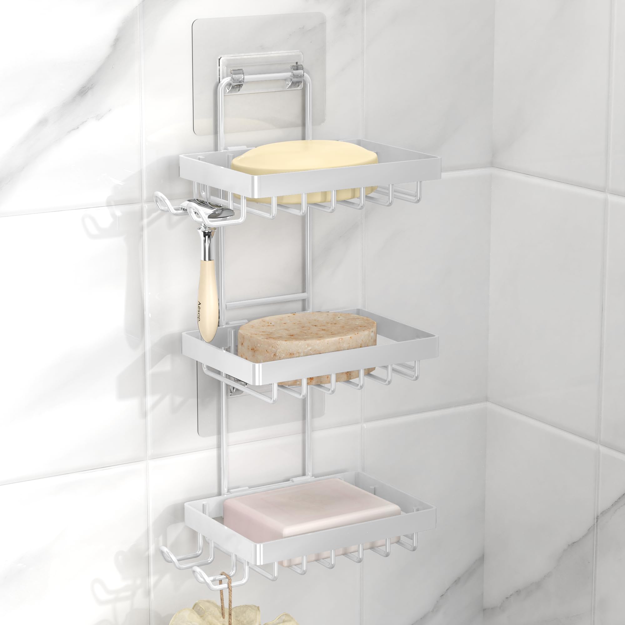Moforoco Soap Dish Holder For Shower Wall No Drilling 3 Tier 304