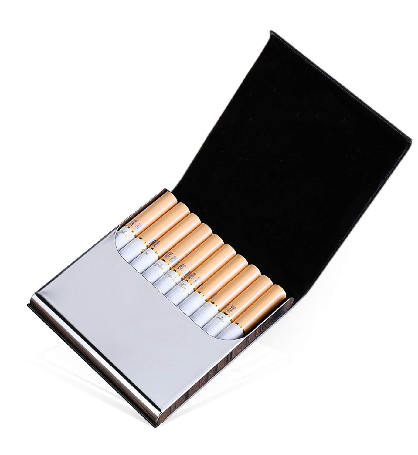 sciuU Metallic Cigarette Case, Metal Stainless Steel Tobacco Slim Box ...