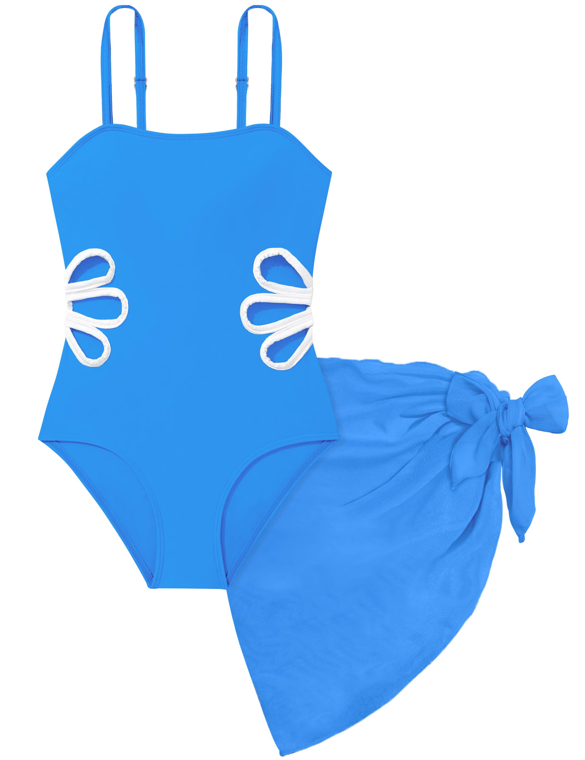 TALLWH Girl Swimsuit Bathing Suits Size 8-10 Adjustable Straps Cut Out ...
