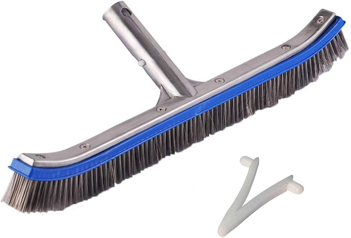 Excellent 18 Inch Pool Brush with Stainless Steel Metal Wire Bristles ...