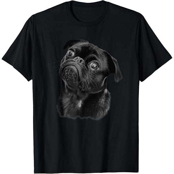 Camiseta Negra Con Cara De Pug Silueta De Cara De Pug Idea De Regalo