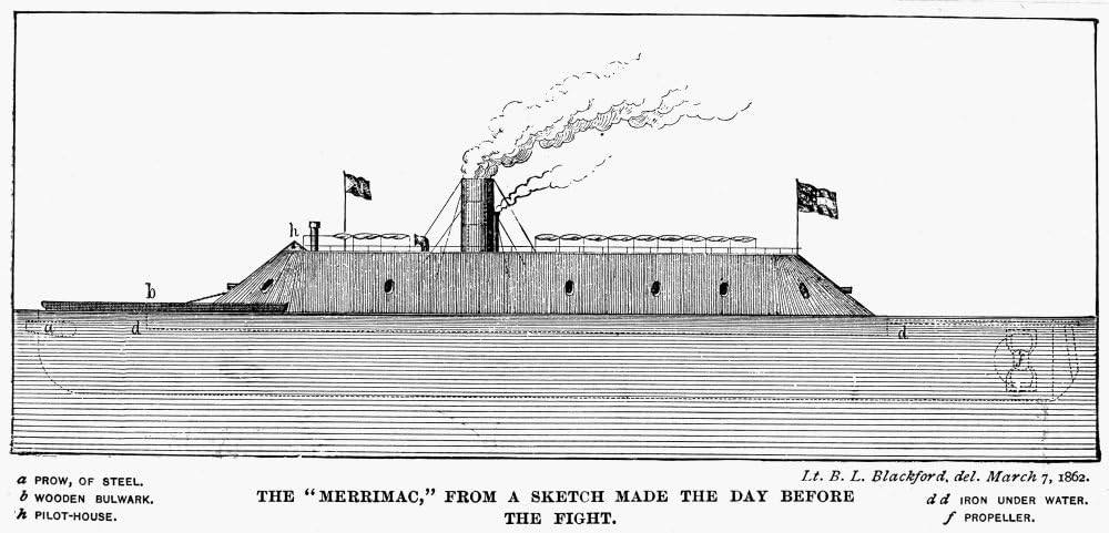 Confederate Ironclad 1862 Nside Elevation Of The Confederate Ironclad ...