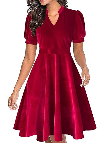 Mokayee Womens Summer Short Puff Sleeve Casual Semi-Formal Fit and ...