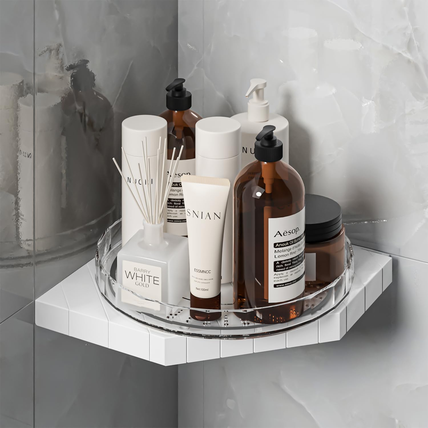 CrazyTurning Shower Caddy, 2 Pack Corner Lazy Susan, 360° Rotating, Shower Organizer for ...