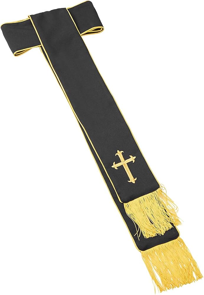 IvyRobes Economy Black Clergy Band Cincture for Cassock Priest Vestment ...