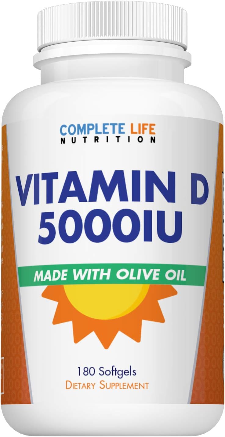 Vitamin D 5000 IU - Made with Organic Olive Oil - Bone Health - All ...