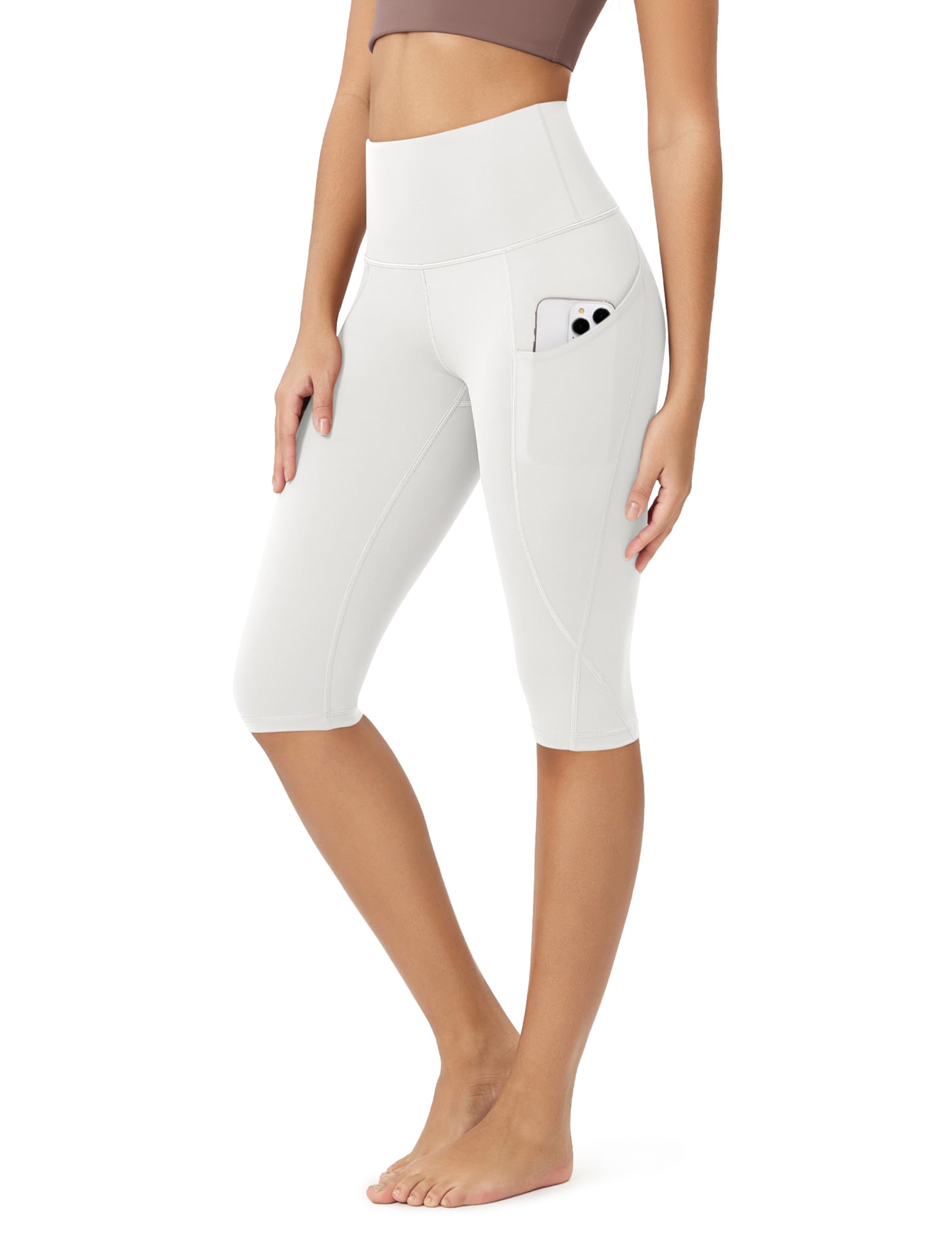 ODODOS Women's Knee Length High Waisted Yoga Capri Leggings with ...