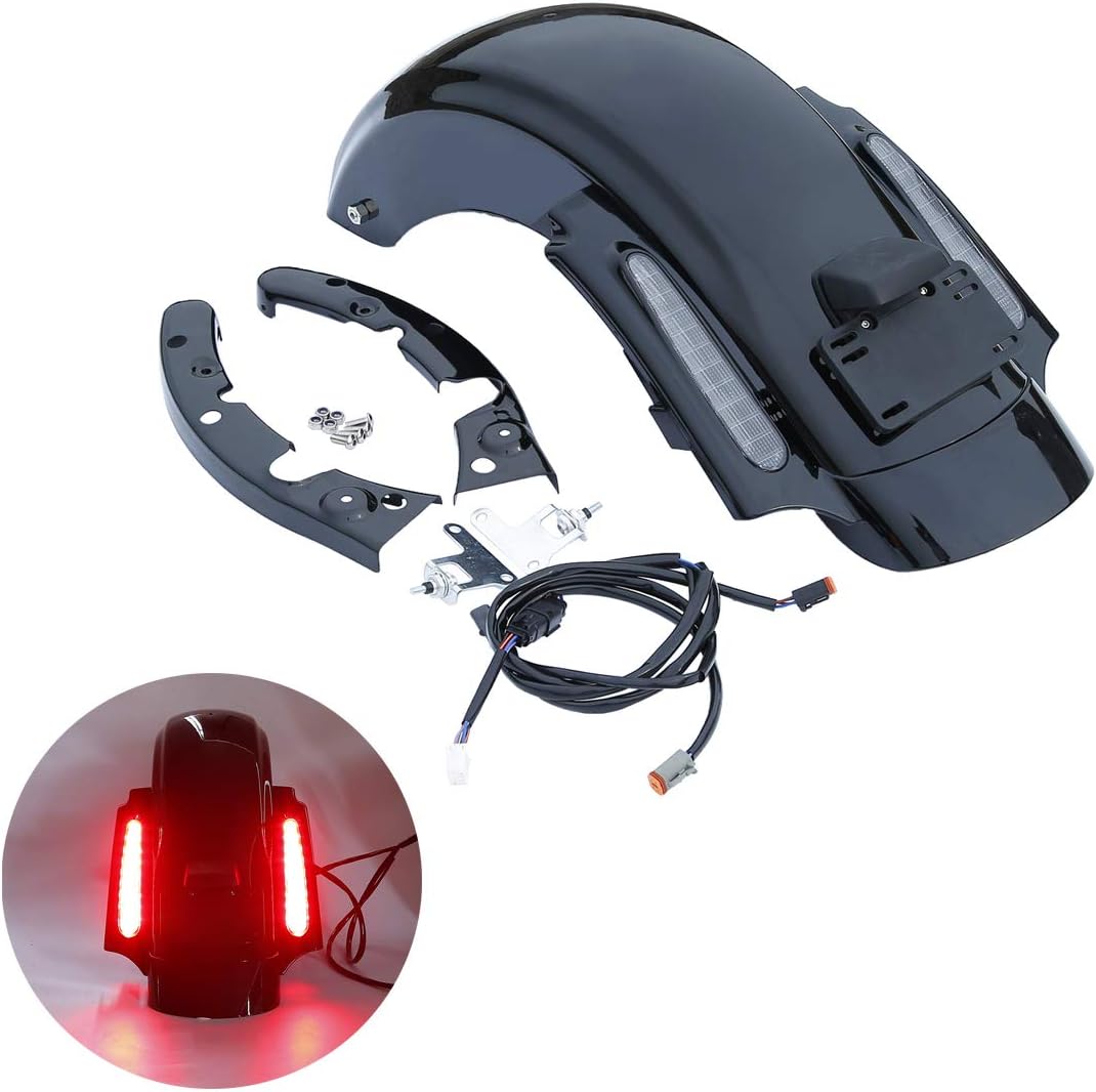 Amazon.com: XMT-Moto CVO Style Rear Fender Kit with Integrated LED Stop/Tail/Turn Signal Lights ...
