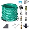 50FT Sewer Jetter Kit for Pressure Washer,1/4‘’NPT Drain Cleaner Hose 5800PSI, with Adapter ...