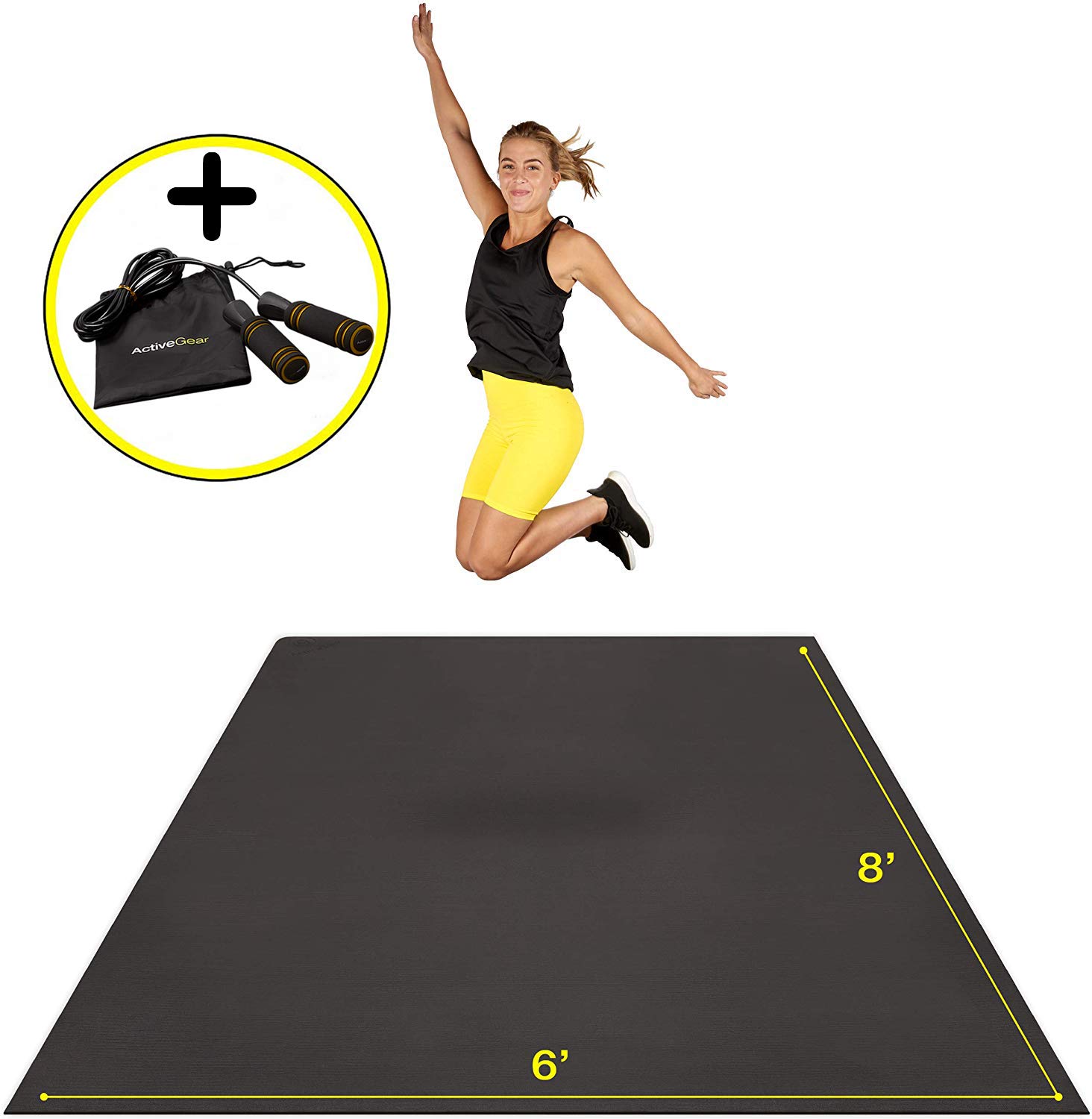 Premium Extra Large Exercise Mat 8' x 6' x 7mm | Ultra-Durable Non-Slip ...