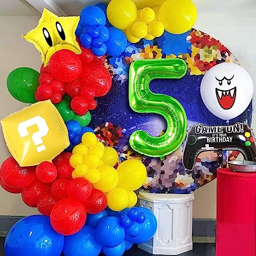109PCS Red Blue Yellow Green Balloon Garland Arch Kit with and Question ...