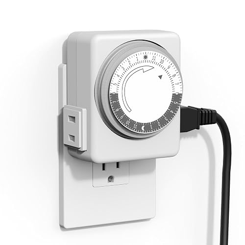 HBN Outlet Timer for Electrical Outlets Indoor, 24 Hour Mechanical ...