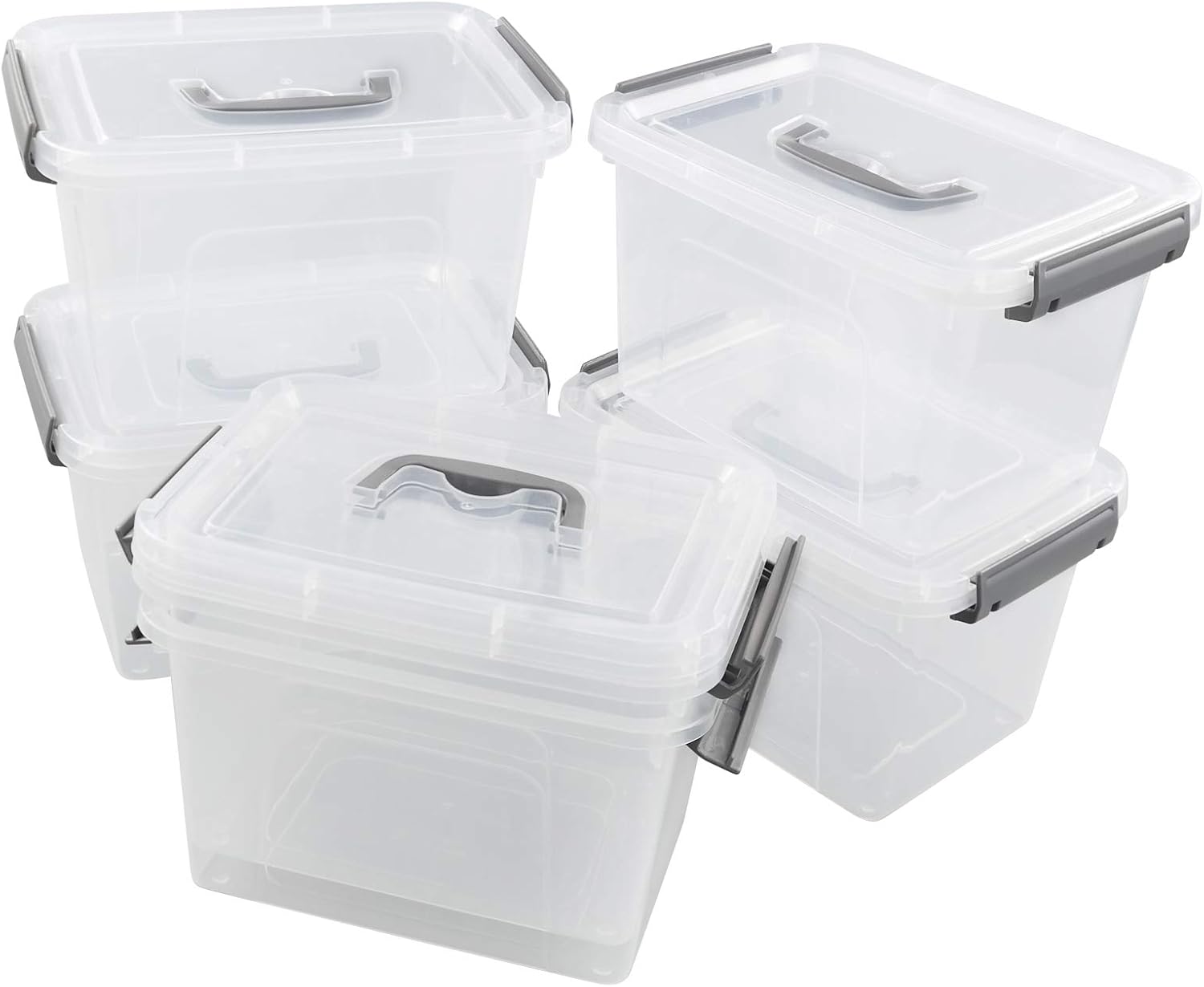 Amazon.com: Readsky Small Plastic Storage Latch Box Container with Grey ...