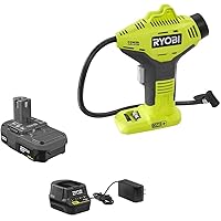 Ryobi P737 18-Volt ONE+ Lithium-Ion Cordless Power Inflator Kit with 1. ...