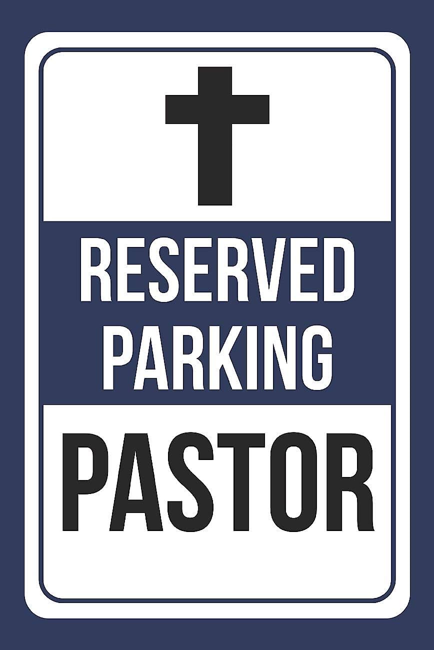 Amazon.com: Reserved Parking Pastor Print Blue, White and Black Notice ...