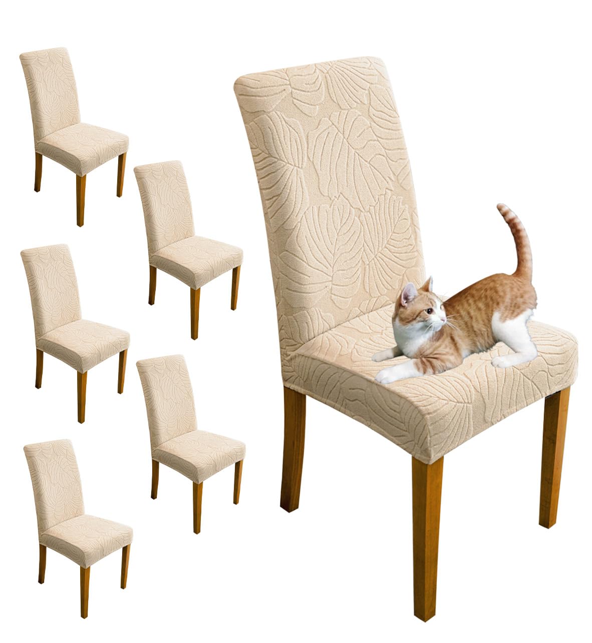 Oloepfo Chair Covers for Dining Room Chair Covers Set of 6 Stretch ...