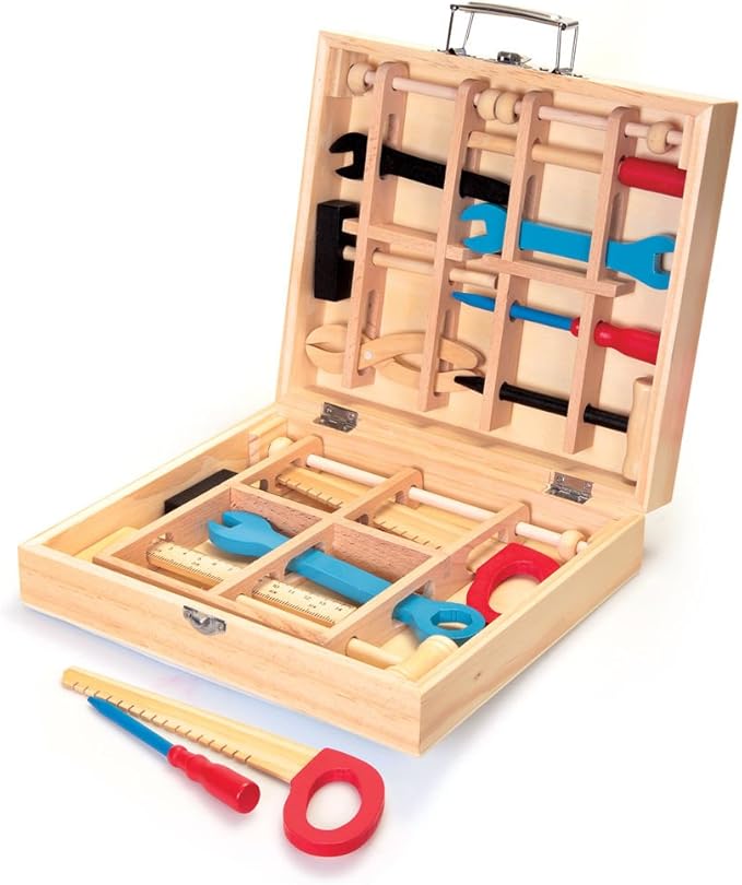 Child Kids Pretend Role Play Wooden Tools Carpentry Carpenter Set Box ...