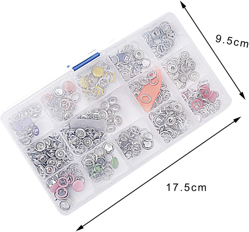 kuou 100 Set Snap Fasteners Kit Tool, Hollow and Solid Metal Snap ...