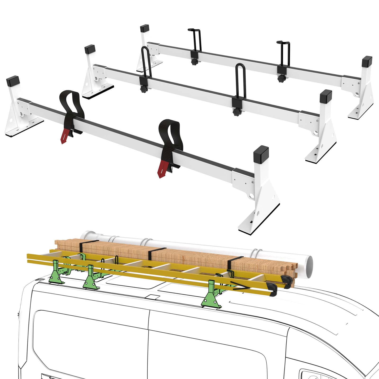 StarONE 54" Van Ladder Rack Roof Rack Fit for 2015-On Ford Transit 150 ...