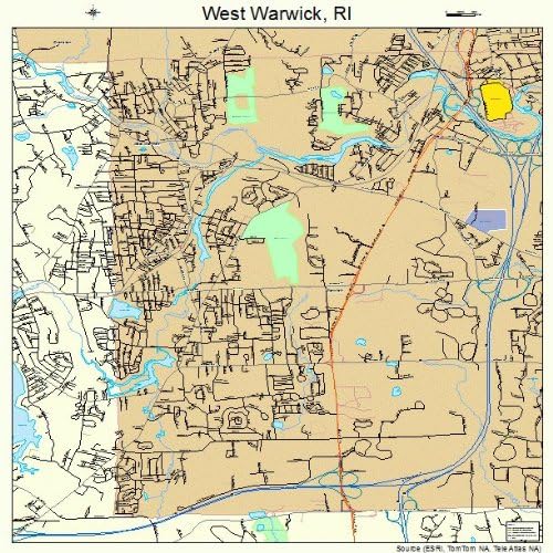 Amazon.com: Large Street & Road Map of West Warwick, Rhode Island RI ...