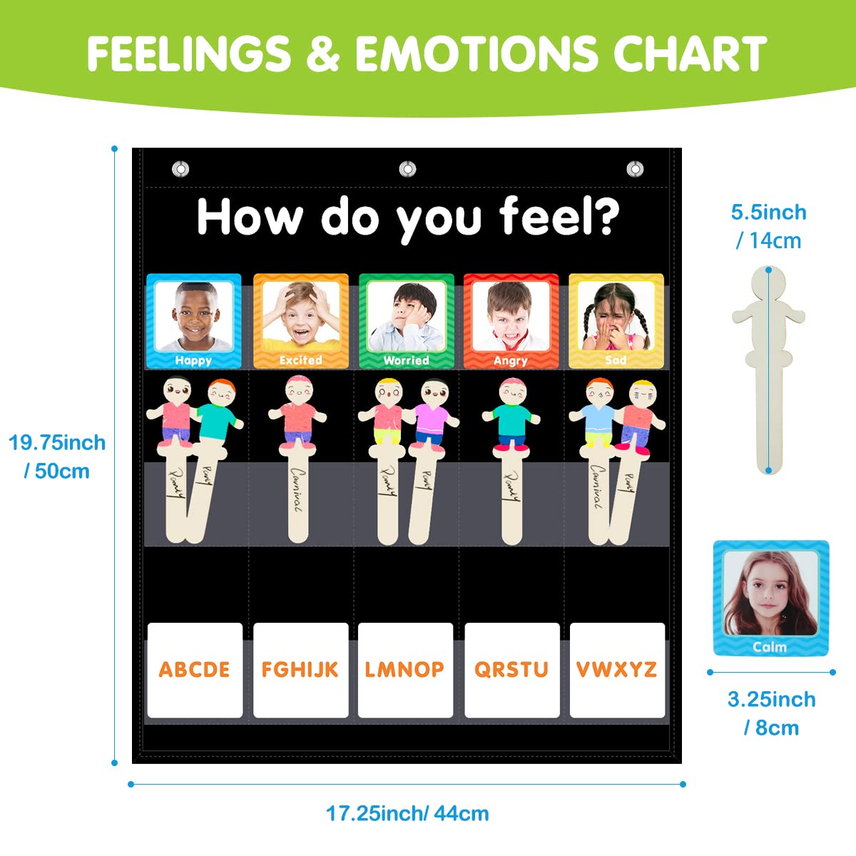 Mua Eamay Emotions and Feelings Pocket Chart for Kids with 31 Cards ...
