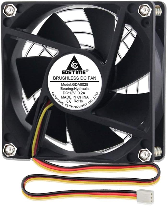 GDSTIME 80mm CPU Cooler DC 12V 80 x 25mm Computer Fan 3 Pin Brushless ...