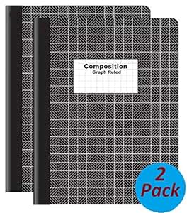 Amazon.com : 1InTheOffice Graph Composition Book, 9.75" x 7.5" Graph Paper Notebook, Black"2 ...
