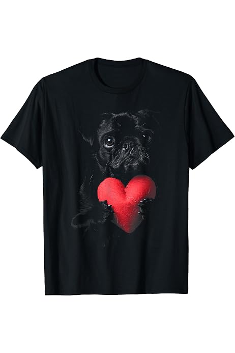 Camiseta Negra Con Cara De Pug Silueta De Cara De Pug Idea De Regalo