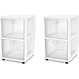 Amazon.com: Sterilite Ultra 2 Drawer Filing Storage Cart, Plastic ...