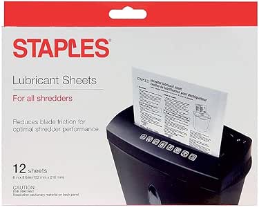 Amazon.com: Staples 602400 Shredder Lubricant Sheets 12/Pk Shredder ...