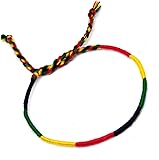 Amazon.com: Rasta plaided hippie bracelet leather cotton braided bob ...