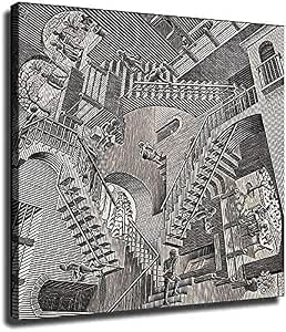 Amazon.com: Giclee Canvas Print Relativity, M.C. Escher's Day and Night ...