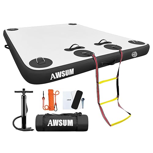 AWSUM 6ft x 5ft x 6inches Floating Dock Inflatable Water Platform Swim ...