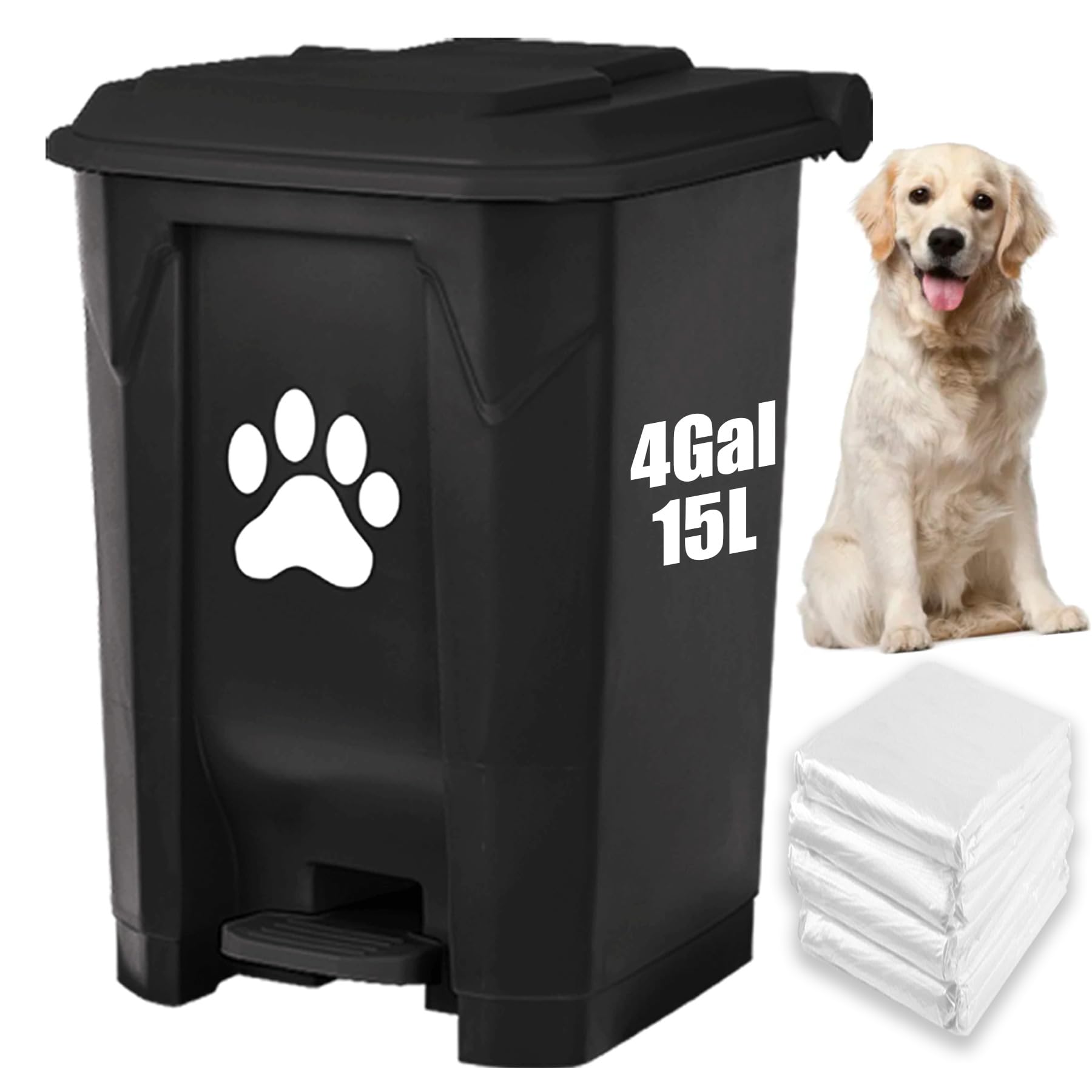 tebiete Dog Poop Trash Can Outdoors Pet Waste Station with Lid Dog ...