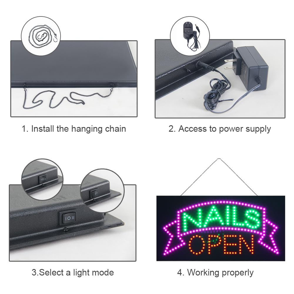 Mua LED Nails Open Sign, Animated Billboard LED Open Sign for Nail ...