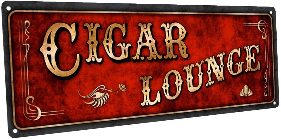 Amazon.com: Red Cigar Lounge Metal Sign Wall Decor for Home and Office ...