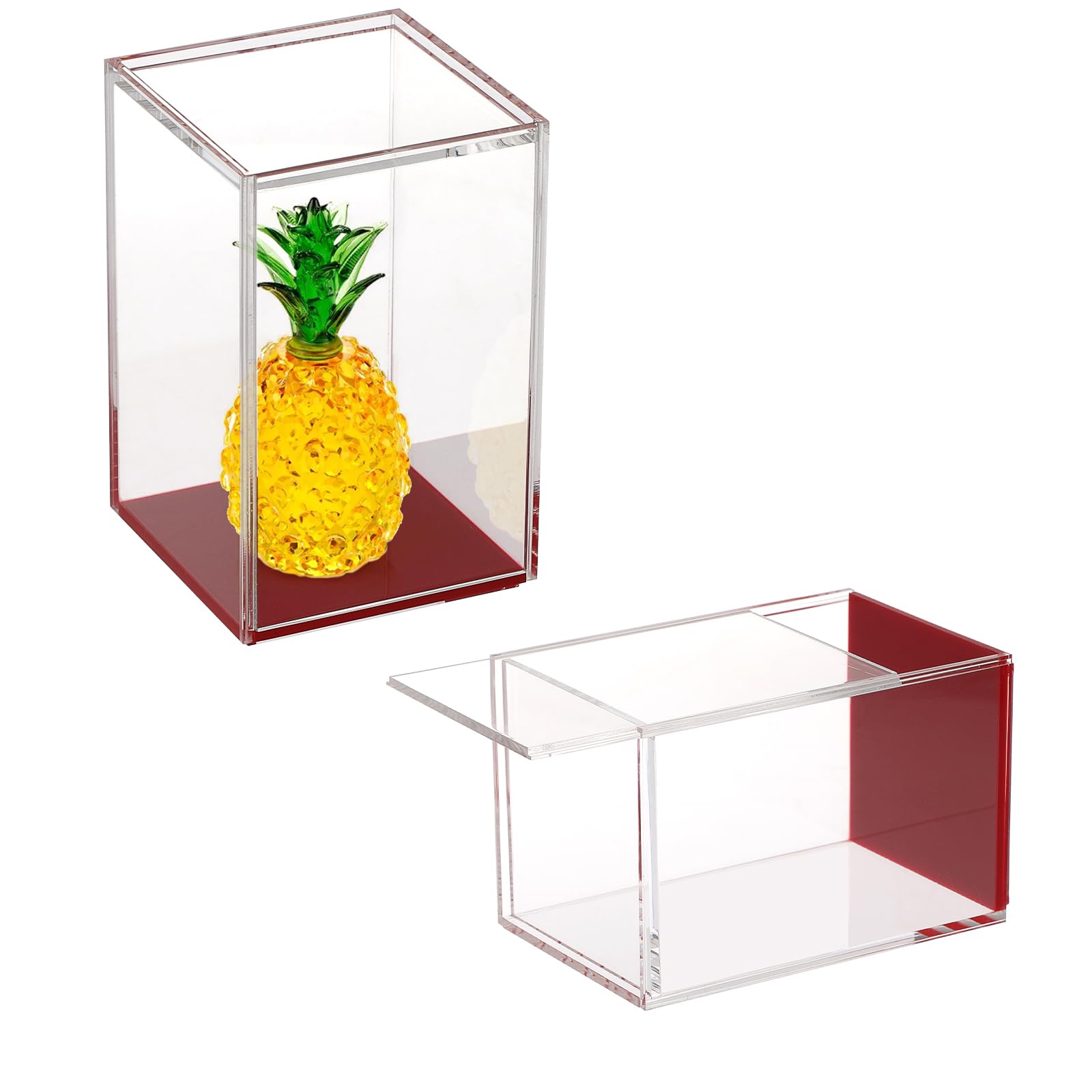 JUXYES Pack of 2 Clear Acrylic Display Case with Sliding Door for Mini ...