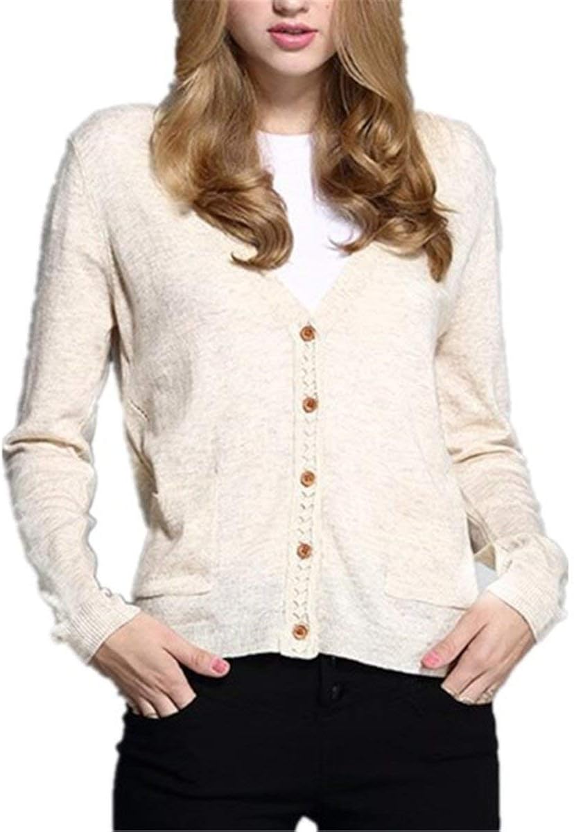 Cardigan Mujer Primavera Otoño Abrigo Tejido Elegante Color Sólido ...