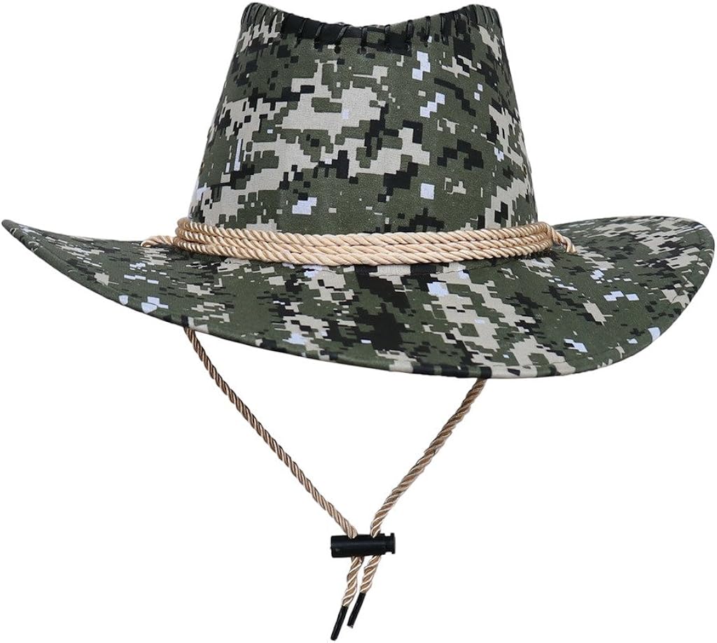 COMVIP Unisex Adult Camouflage Sun Outdoor Cowboy Hat Deep Green ...
