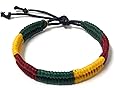 Amazon.com: Rasta plaided hippie bracelet leather cotton braided bob ...