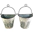 Amazon.com: Primitive Galvanized Half Round Bucket Wall Planters, 6 3/4 ...