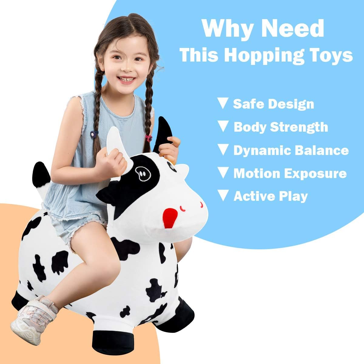 U&C Planet Bouncy Hopper, Bouncy Cow Hopping Horse, Outdoor Ride On ...
