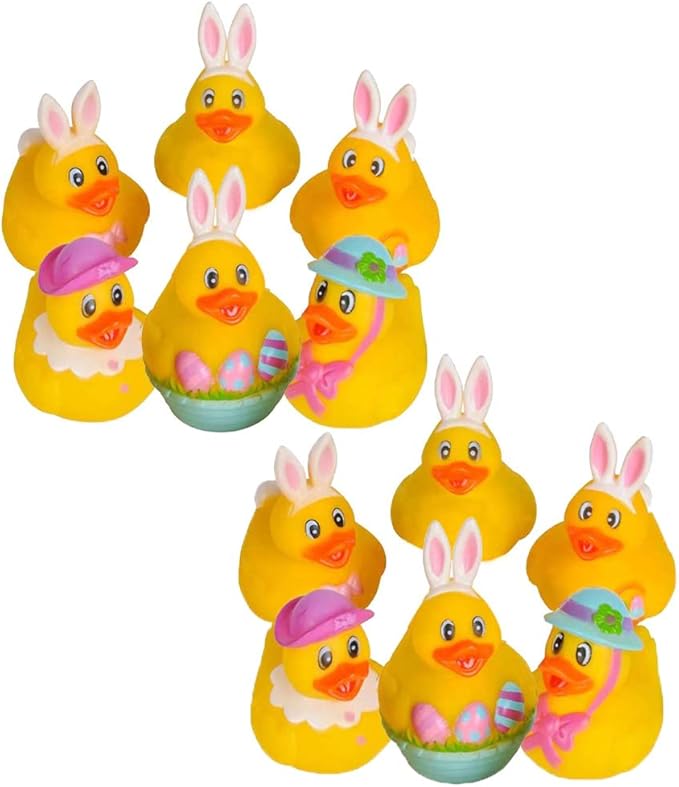 Amazon.com: The Dreidel Company Happy Easter Rubber Duck Toy Bunny ...