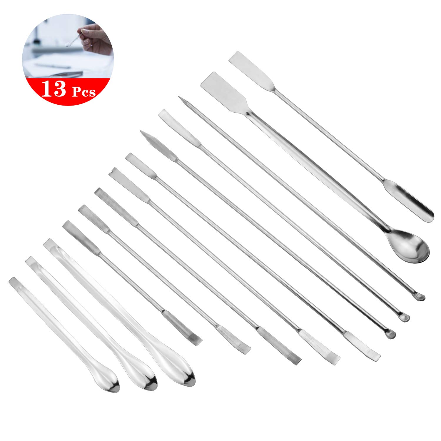 HENTEK 13 Stk Labor Spatel Micro Scoop Set Edelstahl Laborprobenlöffel ...