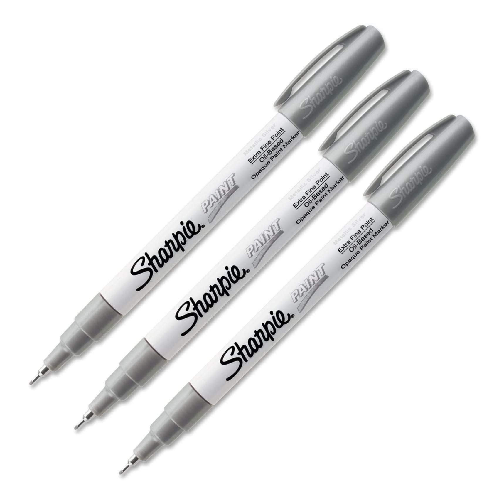 Sharpie Oil-Based Paint Marker, Extra Fine Point, Silver Ink, Pack of 3 ...
