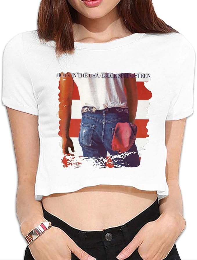 Women's The Boss Bruce Springsteen Born In The USA Crop Top T Shirt ...