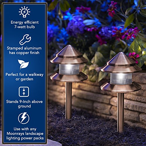 Moonrays 95871 Marion-Style Low Voltage Metal 3-Tier Path Light with ...