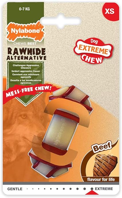 Nylabone Rawhide Alternative Beef Flavoured Knot Bone Dog Chew Toy ...