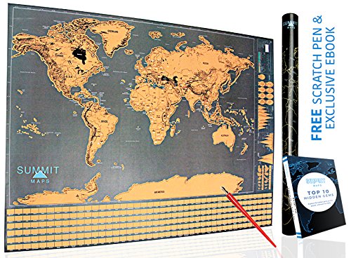 Scratch Off World Map Poster, Extra Large Deluxe Travel Edition with ...